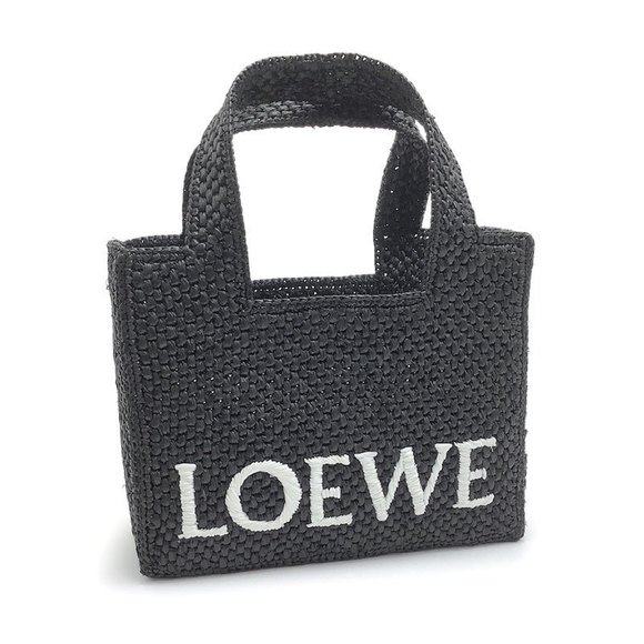 Loewe | Bags | Loewe Phone Tote Small Raffia Black Logo Bag Shoulder ...